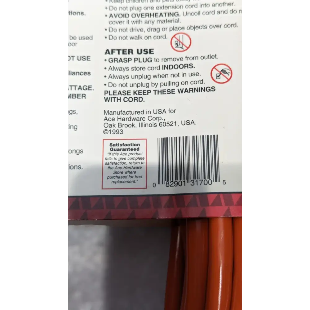 ACE 50ft Safety Orange 3-Outlet Power Cord 14/3 SJTW – PCfiberlab